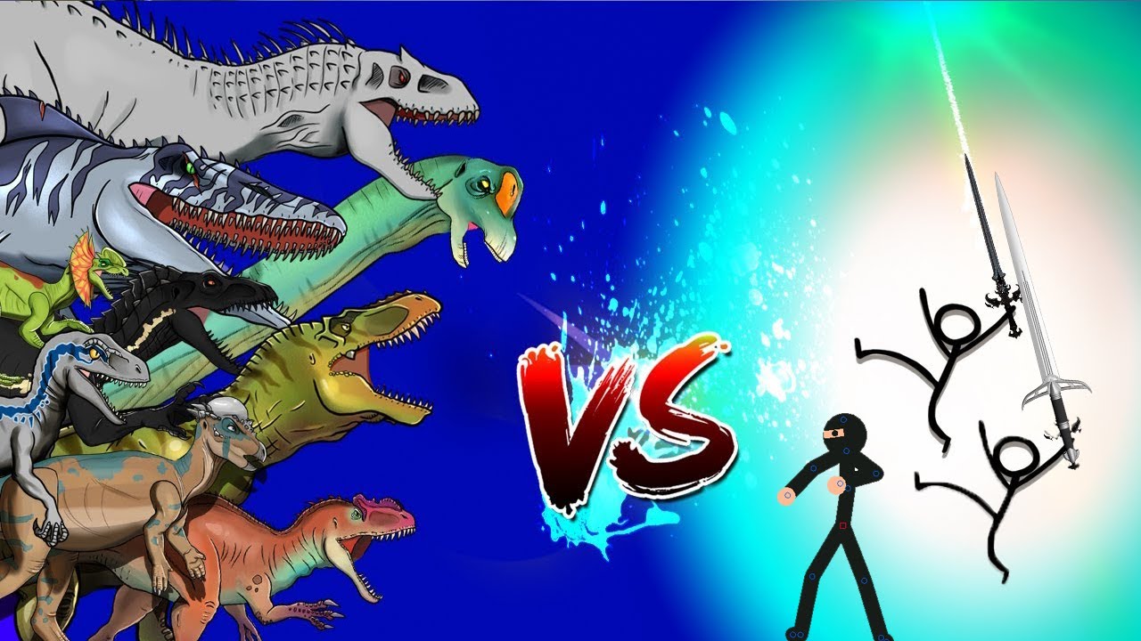 Dinosaurs Battle! Dinosaurs VS Stickman & Swordsman! - YouTube