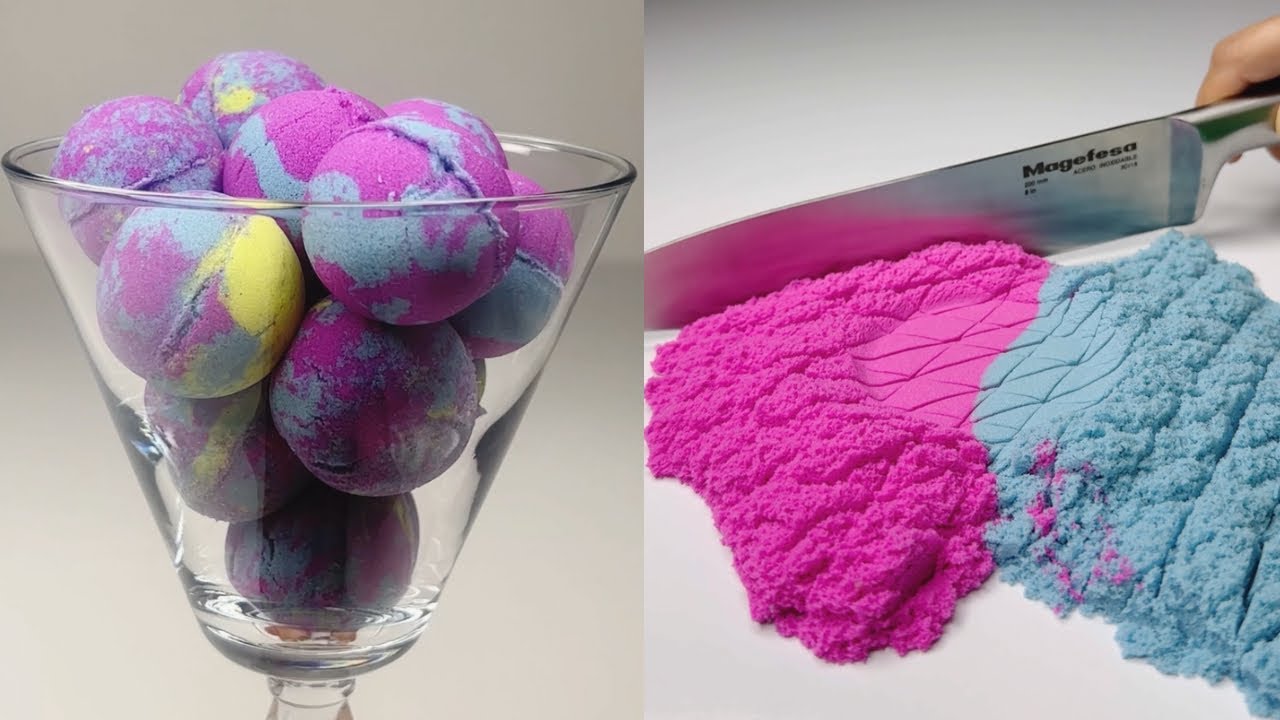 Very satisfying and relaxing sand video, kinetic sand colorful ASMR ...