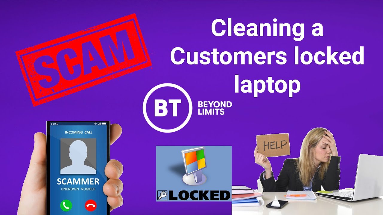 BT scam - remote access locked PC - clean up of hijacked laptop - YouTube