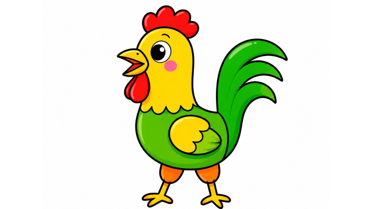 How to Draw a Cute Cockerel 🐓💕 Easy and Fun Drawing for Kids - YouTube