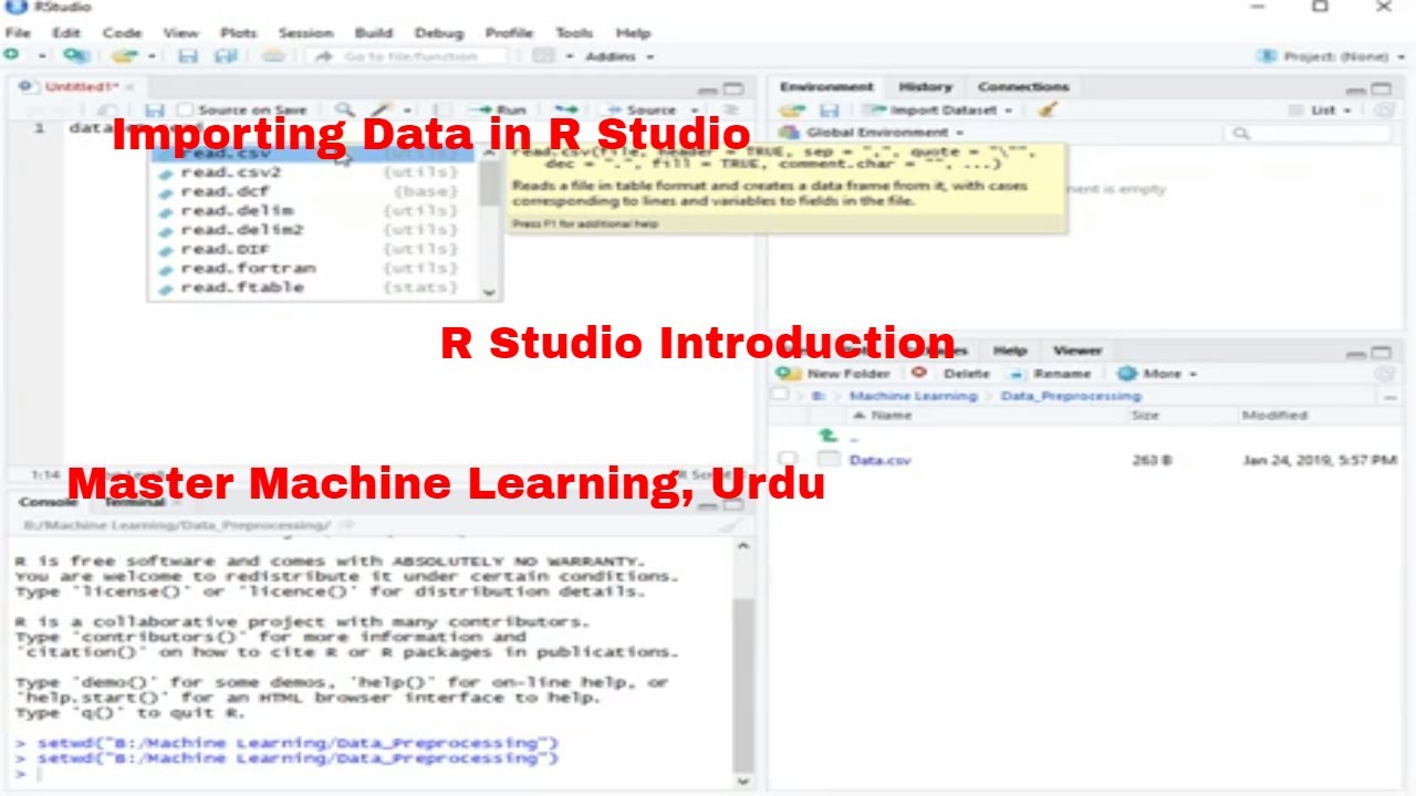 Master Machine Learning Series-Importing Data in R Studio ...