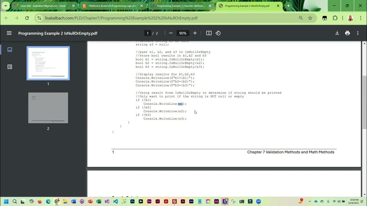 Chapter 7 IsNullOrEmpty programming examples - YouTube