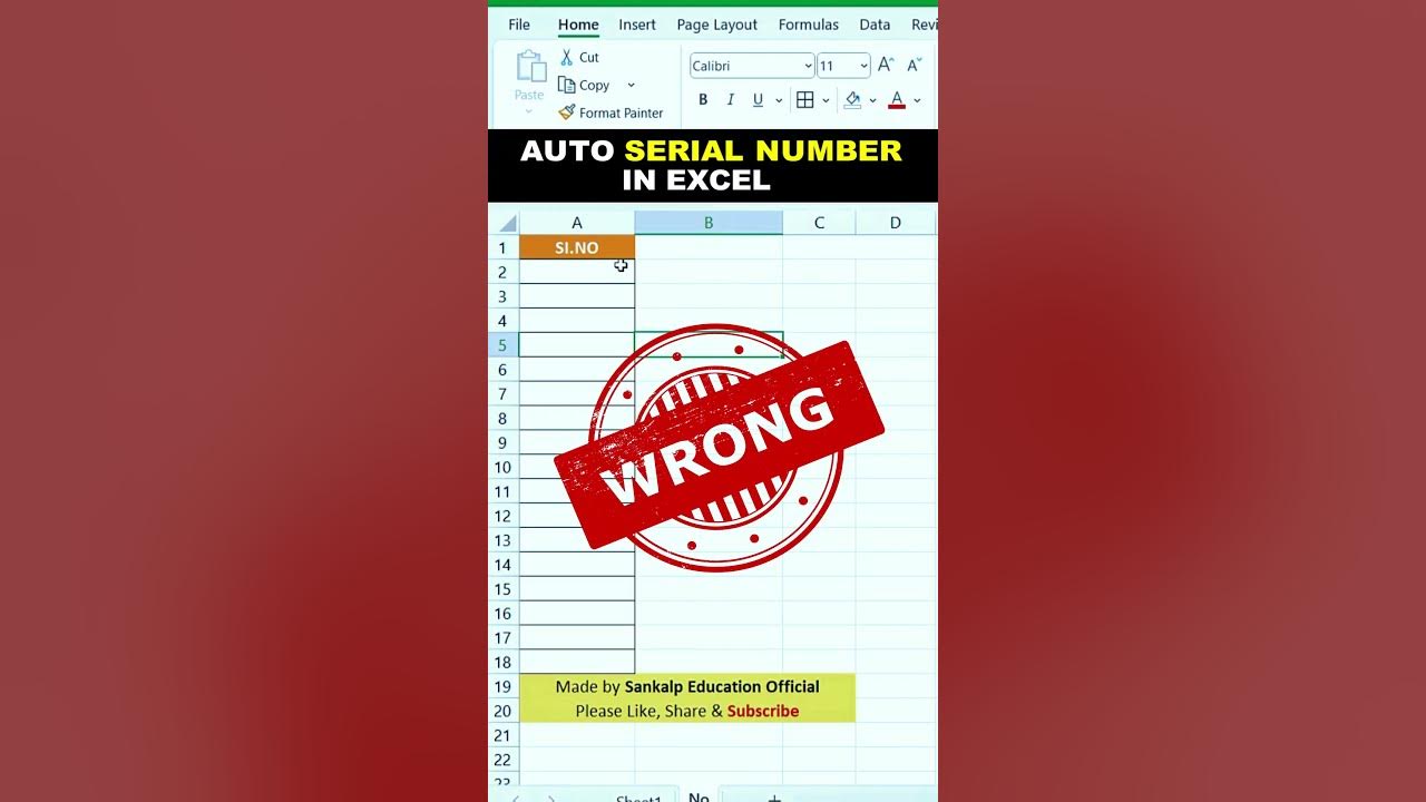 AUTO SERIAL NUMBER #exceltutorial Auto Number #excel #autonumber #excel #excel_hacks #excel ...