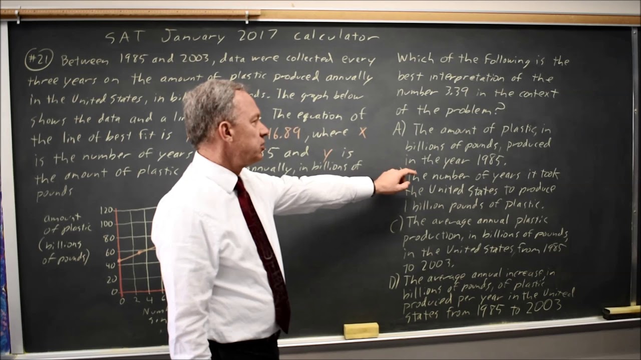 SAT Test 8: Slope and intercept - question #4-21 - YouTube