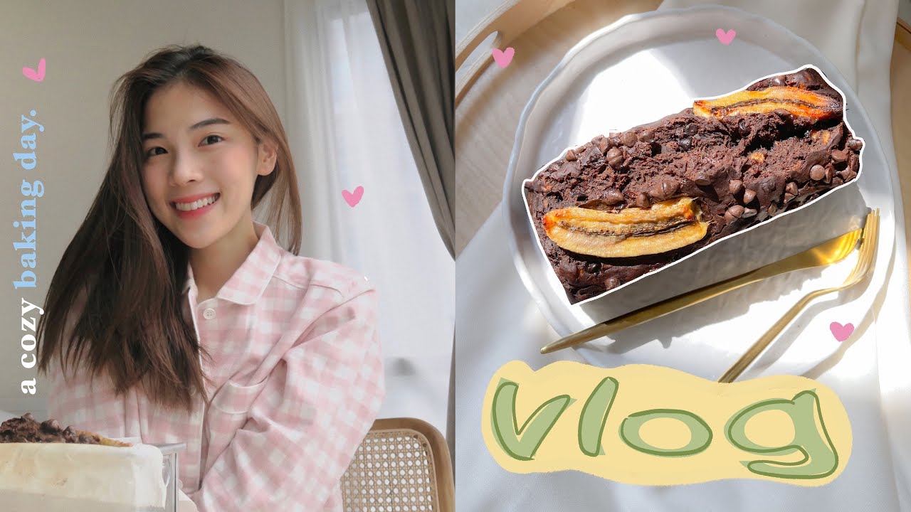疗愈Vlog: Baking in my bedroom 低卡巧克力香蕉蛋糕🍌 🍫 - YouTube