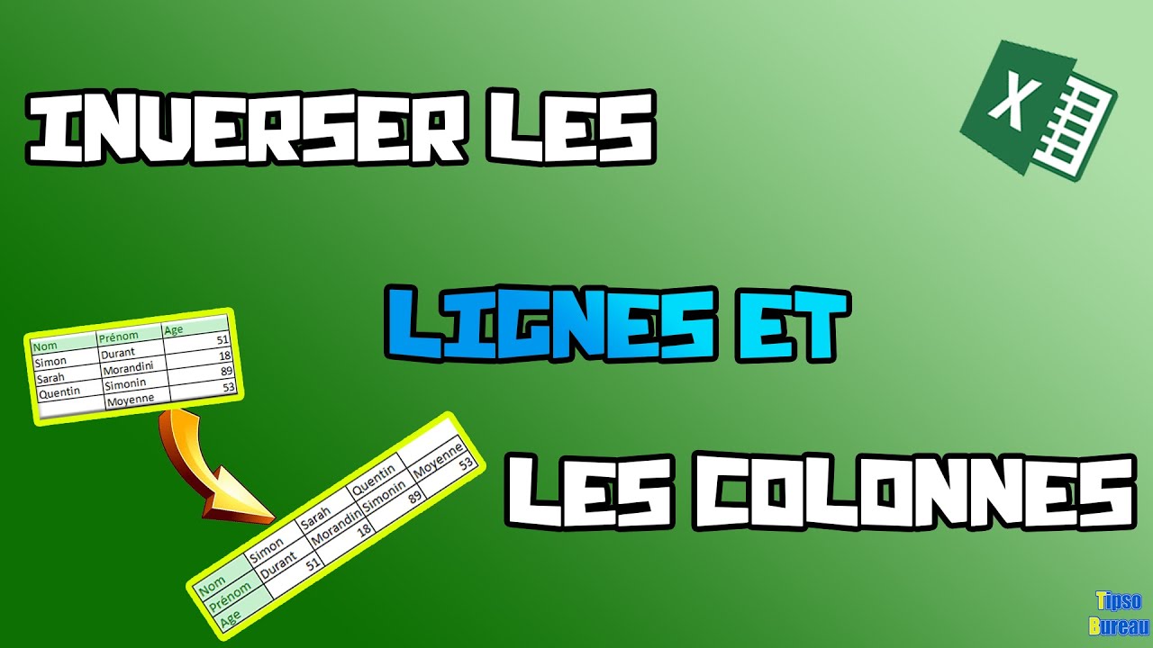 Comment inverser les lignes et les colonnes d'un tableau Excel ? - YouTube