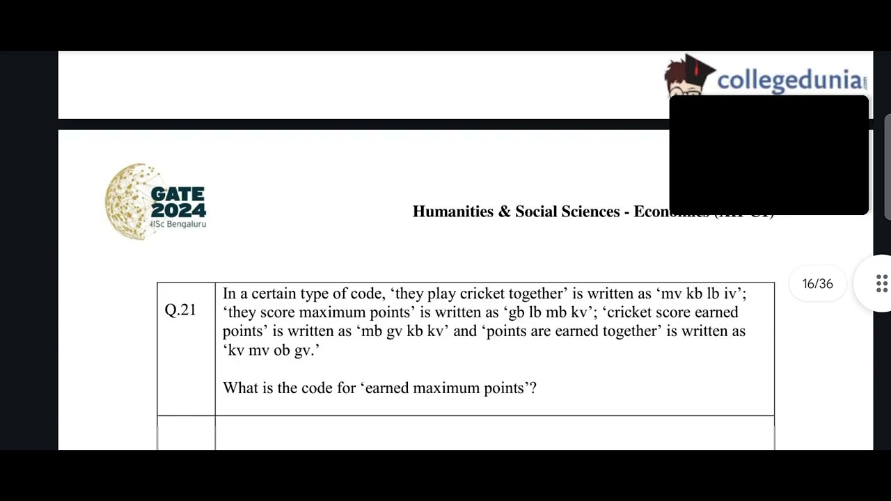 GATE 2024 ECONOMICS XH-1 QUESTION PAPER - YouTube
