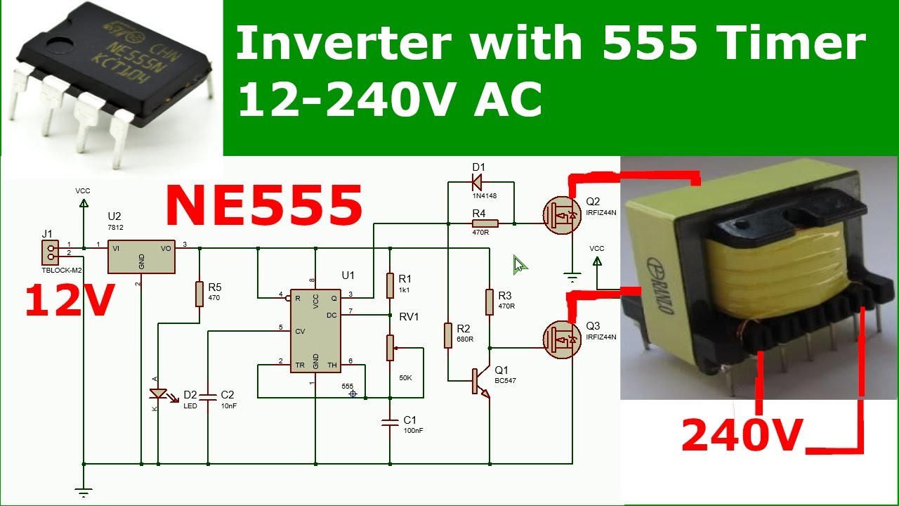 INVERTER with 555 | 12V to 240V AC - YouTube