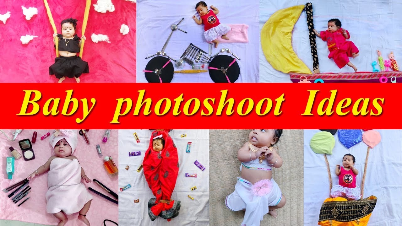 Cute baby simple photo shoot ideas at home using cloths and utensils ...