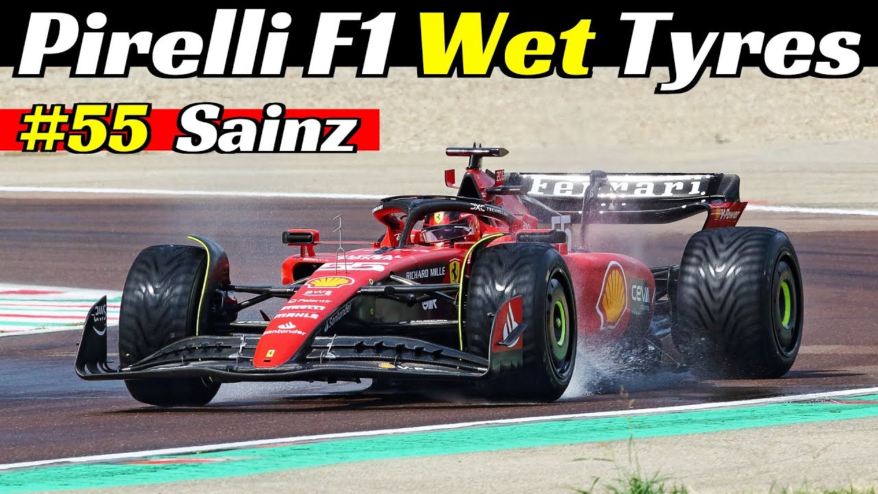 Pirelli F1 Wet Tyres development tests - #55 Carlos Sainz & Ferrari SF ...