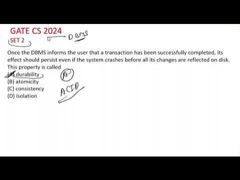 DBMS GATE CS PYQ 2024 SET 2 - YouTube