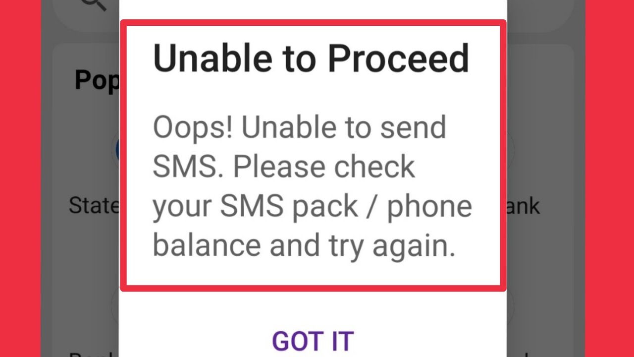 PhonePe Fix Unable to Proceed | Oops! Unable to send SMS. Please check ...