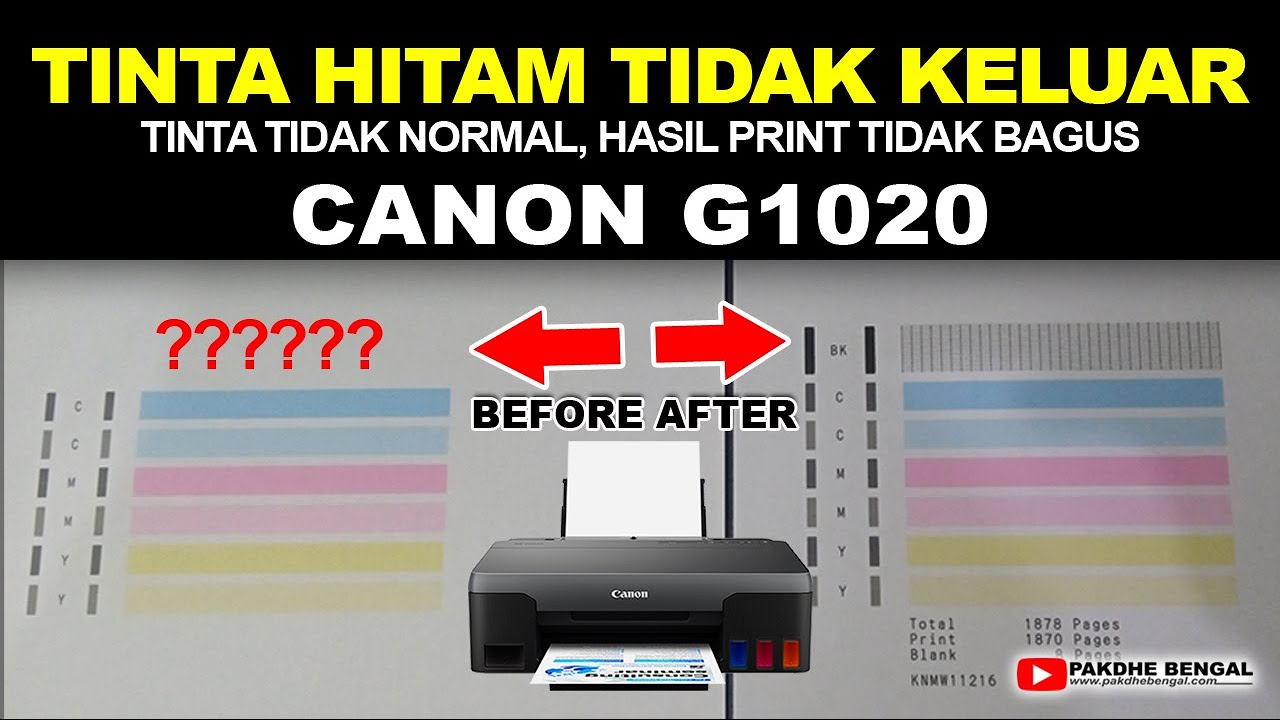 Tinta Printer Canon G1020 Warna Hitam Tidak Normal, Tidak Keluar ...