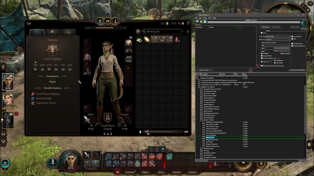 Using Cheat Engine to change character ability stats in BG3 - YouTube