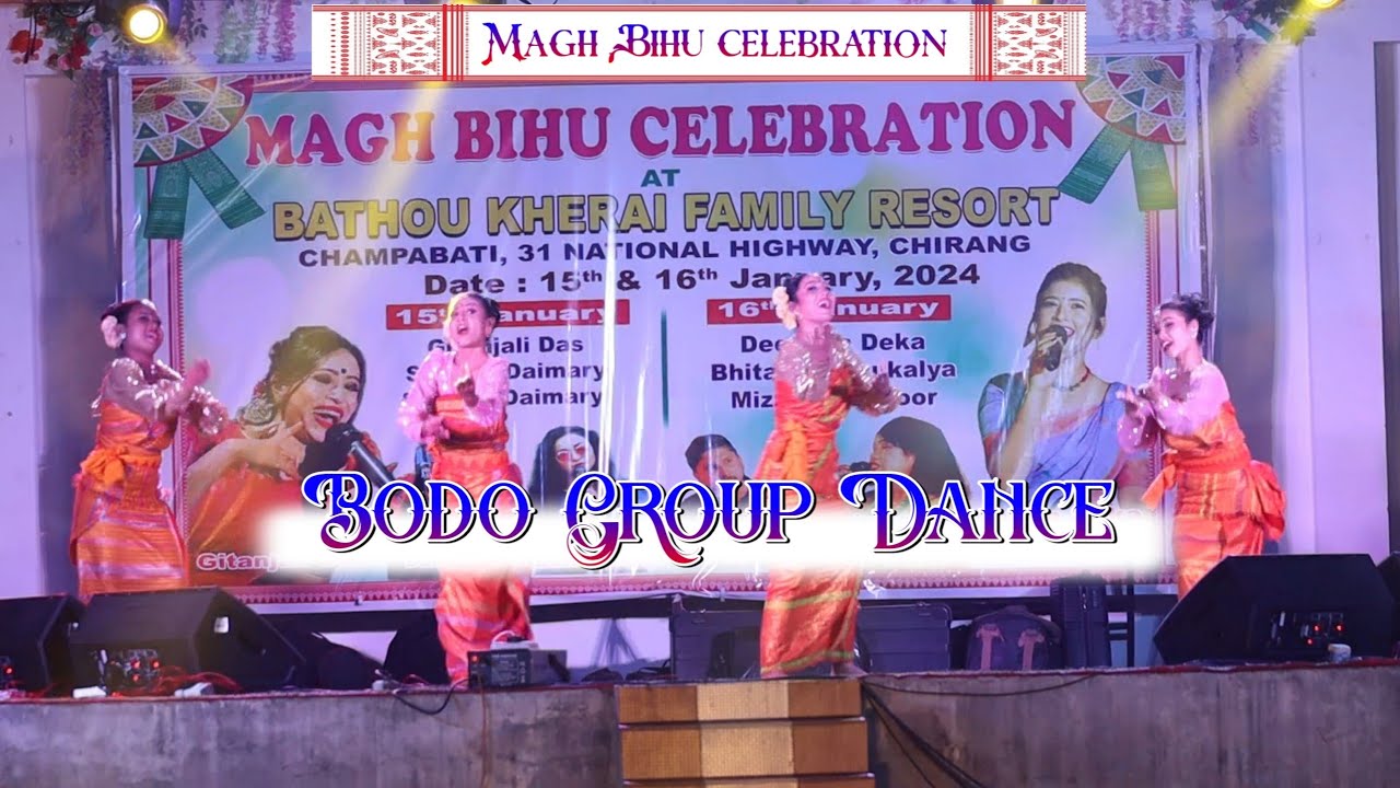 Magh Bihu Special || Bodo Group Dance || Bathou Kherai Family Resort ...