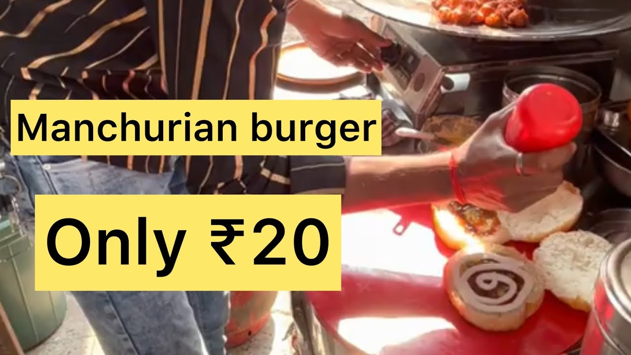 Manchurian burger | food vlog | street food | Manchar Pune #food # ...