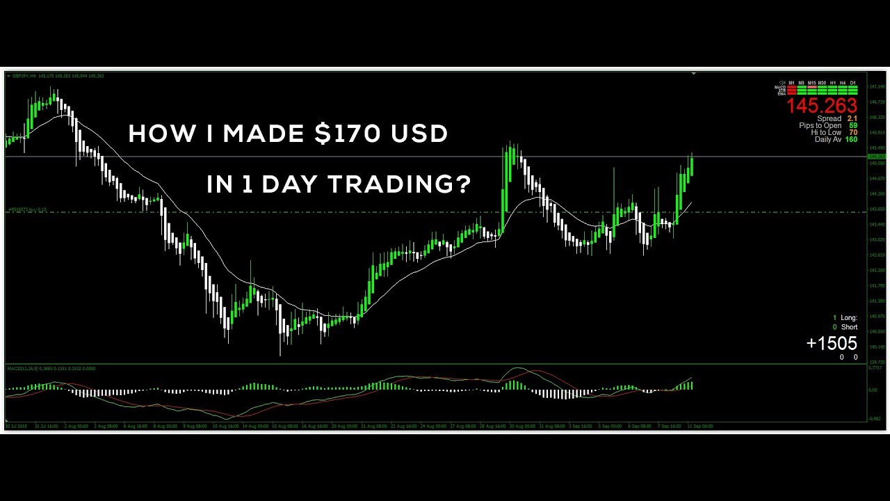 How to Make $170 USD in 1 Day Forex Trading? - YouTube