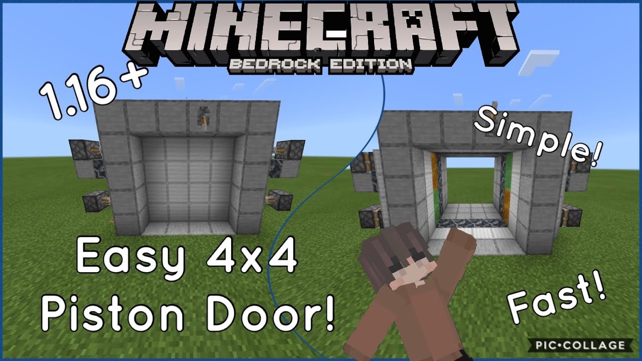 Easy 1.16+ 4x4 Piston Door! (Bedrock Edition) - YouTube
