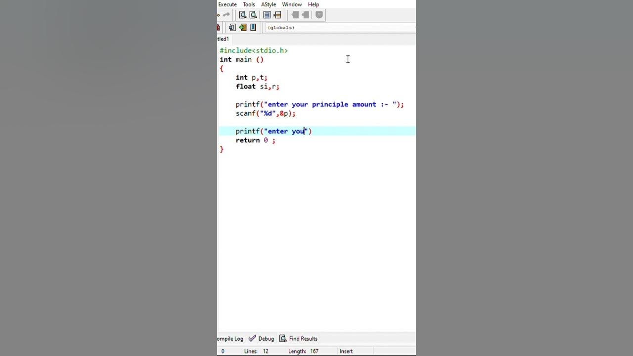Simple Interest Program In C Language Clanguage Program Programming Shorts Technology