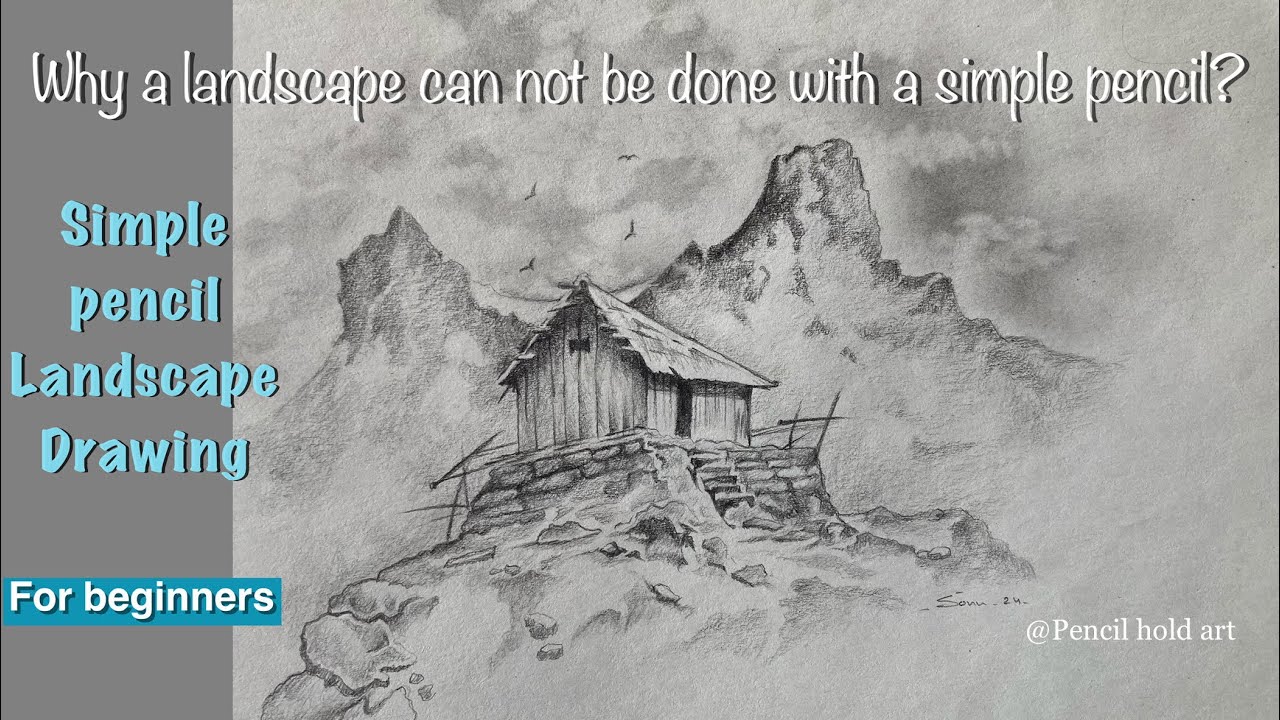 landscape drawing / pencil landscape drawing tutorial / simple pencil ...
