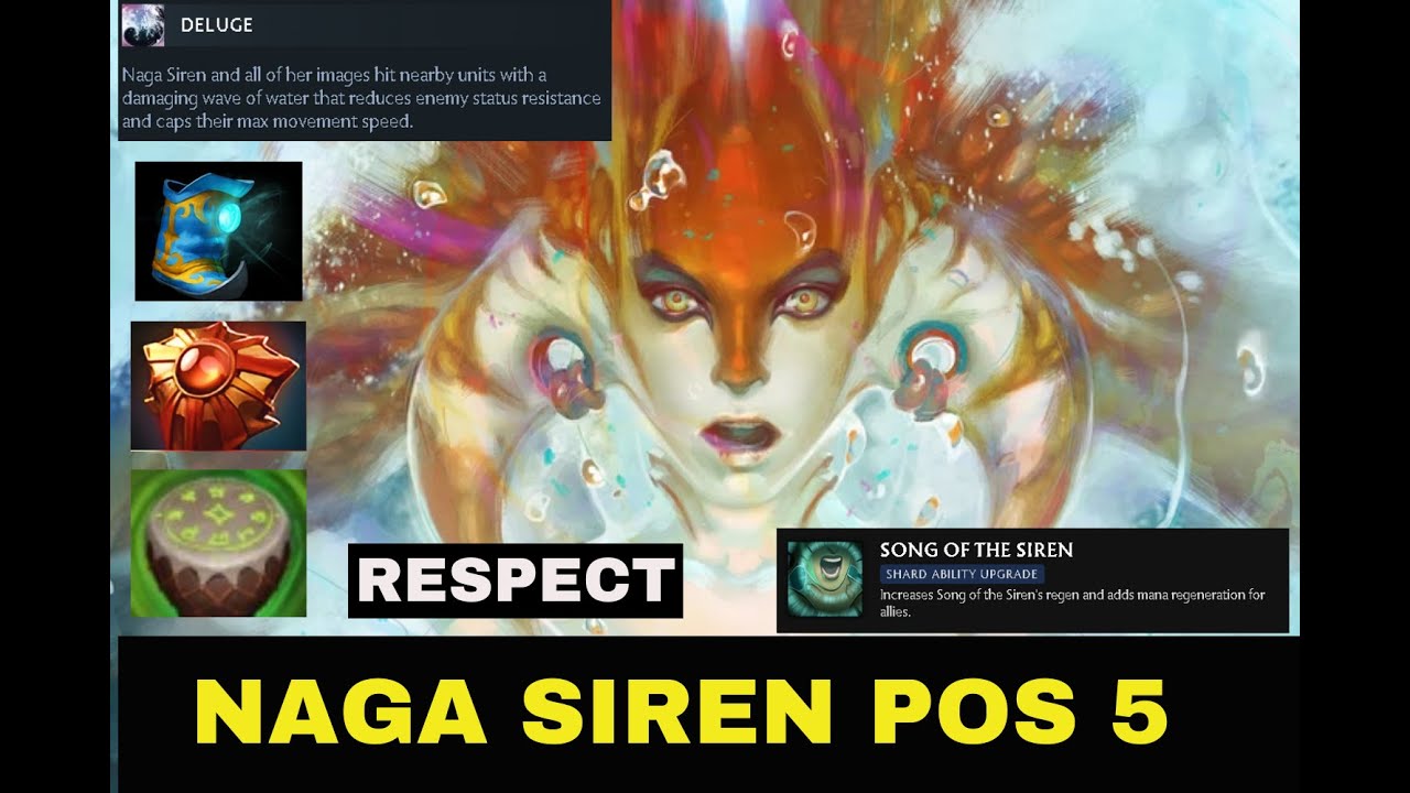 Dota 2 Pro Academy How to play Naga Siren Support By 1WIN RESPECT player gameplay - YouTube