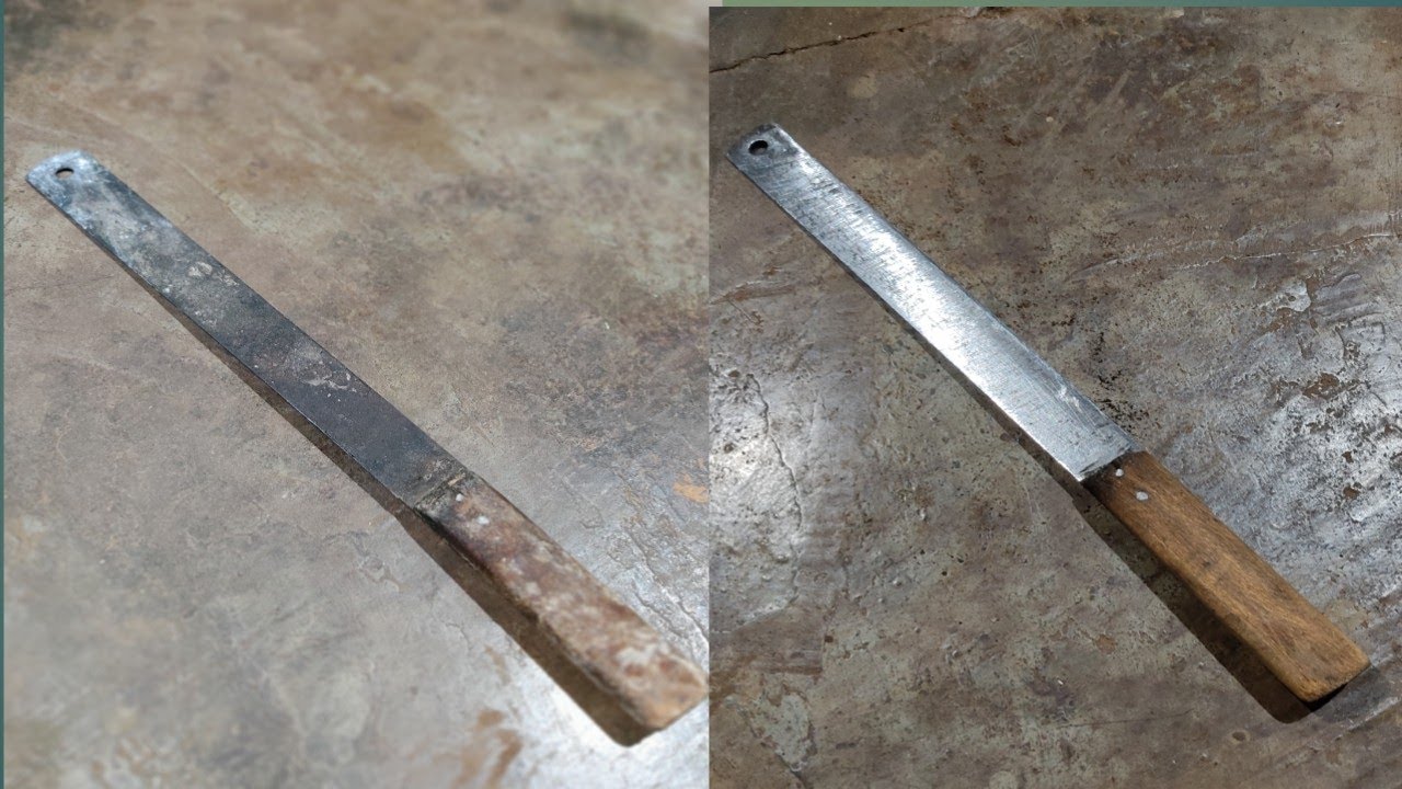 Antique homemade butcher's knife restoration | sandy restoration - YouTube