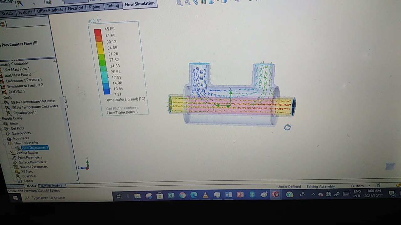 Single Pass Counter Flow Heat Exchanger (Solidworks Simulation) - YouTube