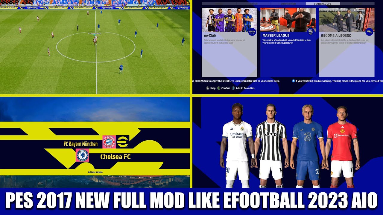 PES 2017 NEW FULL MOD LIKE EFOOTBALL 2023 AIO - YouTube