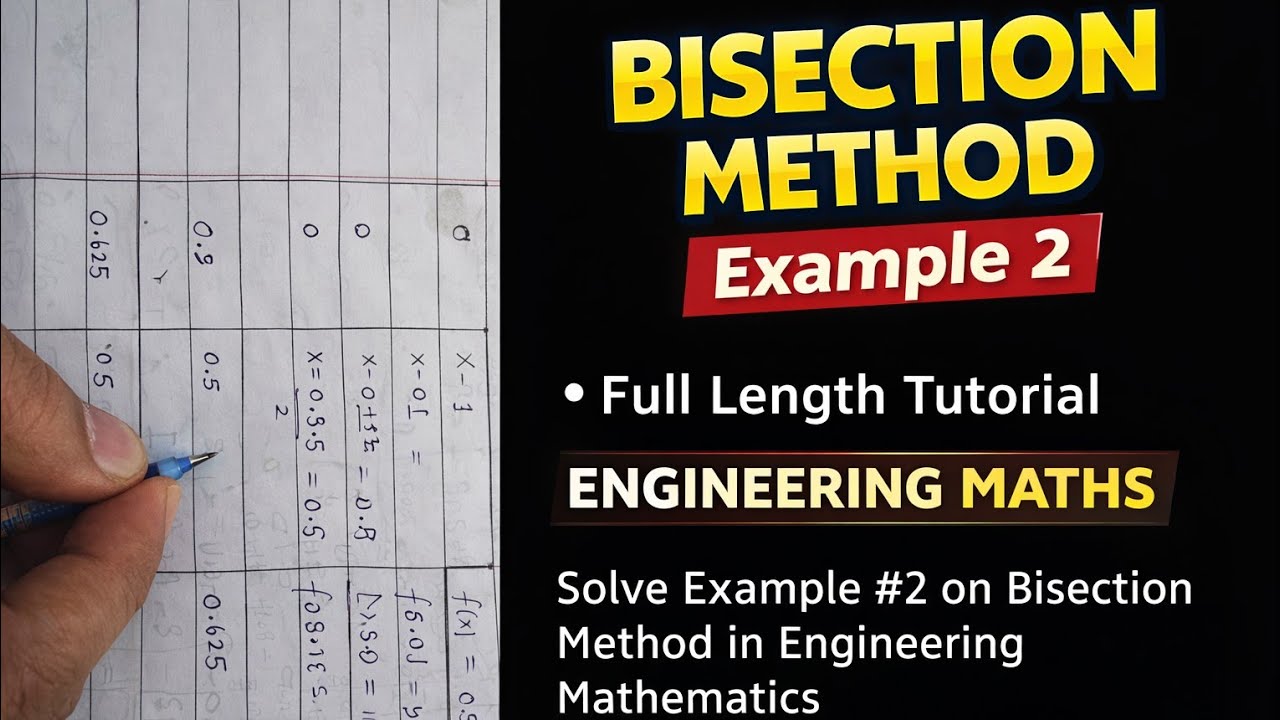 Bisection Method Example 2 | Engineering Mathematics | Step-by-Step ...