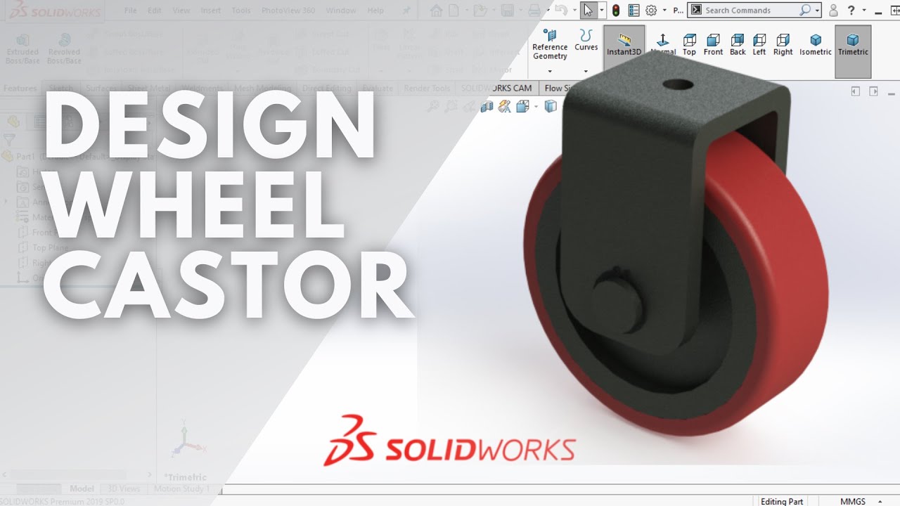 SOLIDOWORKS - DESIGN WHEEL CASTOR IN SOLIDWORKS - YouTube