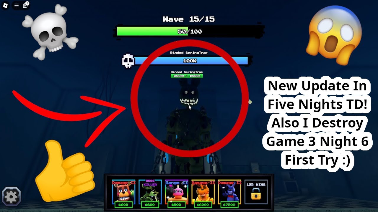 There Is A Cool New Update In Five Nights TD! (Beating Game/Floor 3 ...