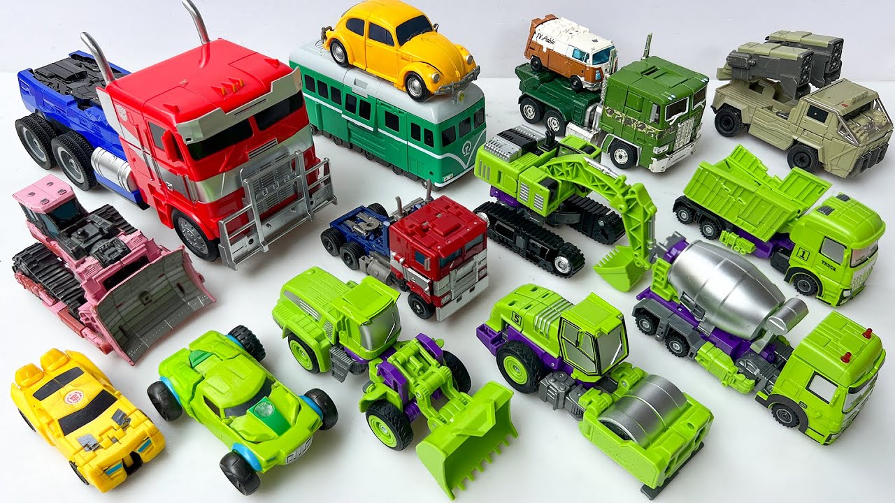 New Transformers: Construction Green Devastator vs Leader Class OPTIMUS ...