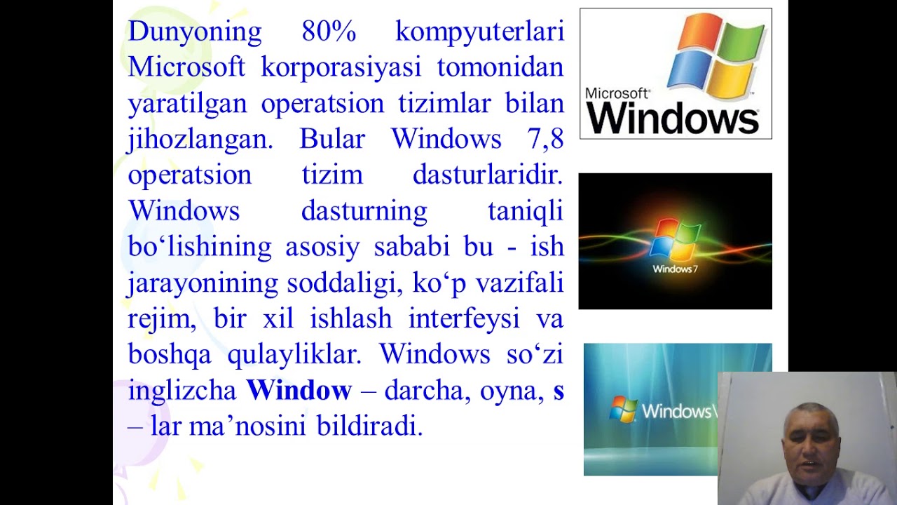 Mavzu: Operatsion tizimlar va ularning turlari. Windows OS ...