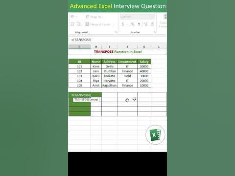 TRANSPOSE function in excel | TRANSPOSE formula in excel interview questions excel tips tricks ...