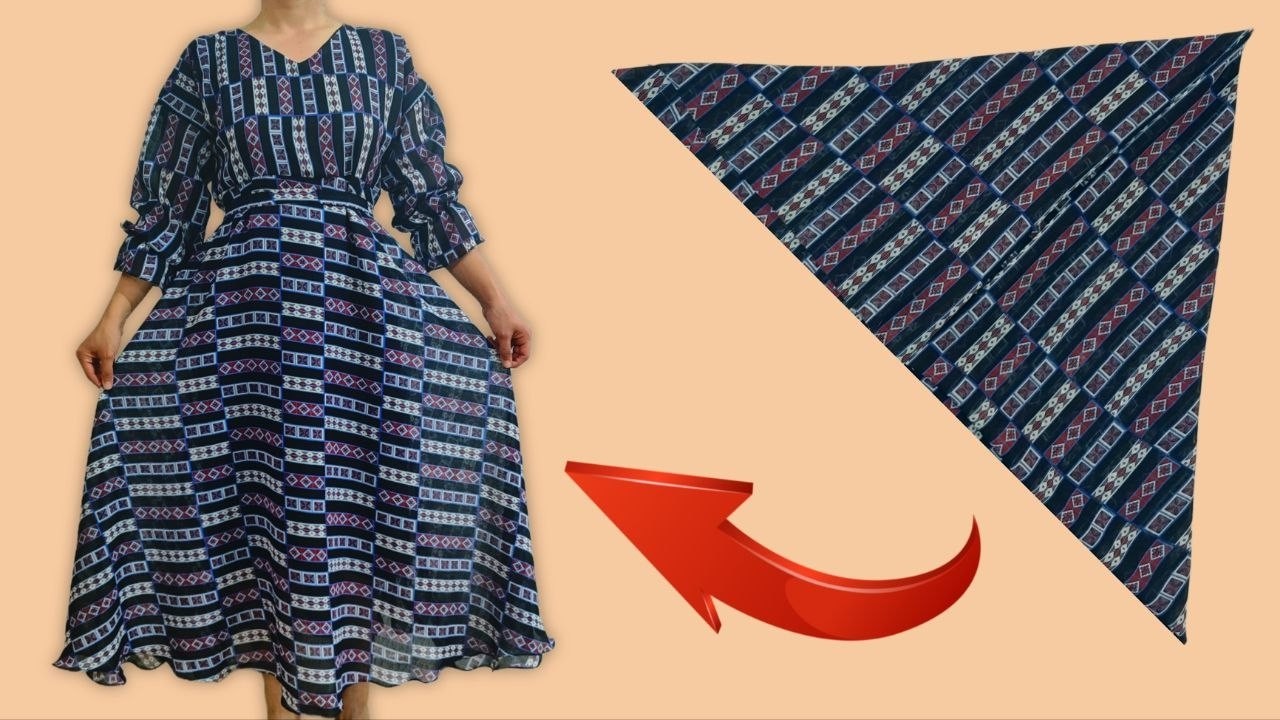 Cut a Triangle, Make This Beautiful Dress | Easy DIY Sewing - YouTube