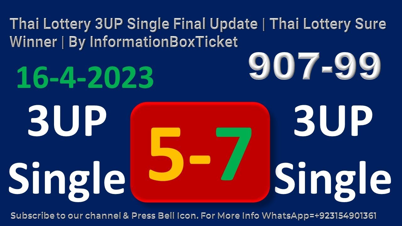 Thai Lottery 3UP Single Final Update | Thai Lottery Sure Winner | By InformationBoxTicket 16-4 ...