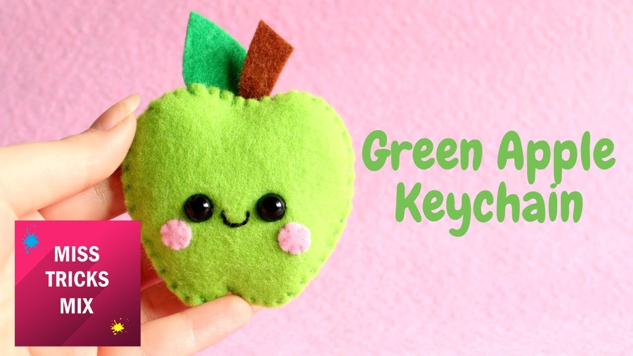 Kawaii Green Apple Keychain plush. - YouTube
