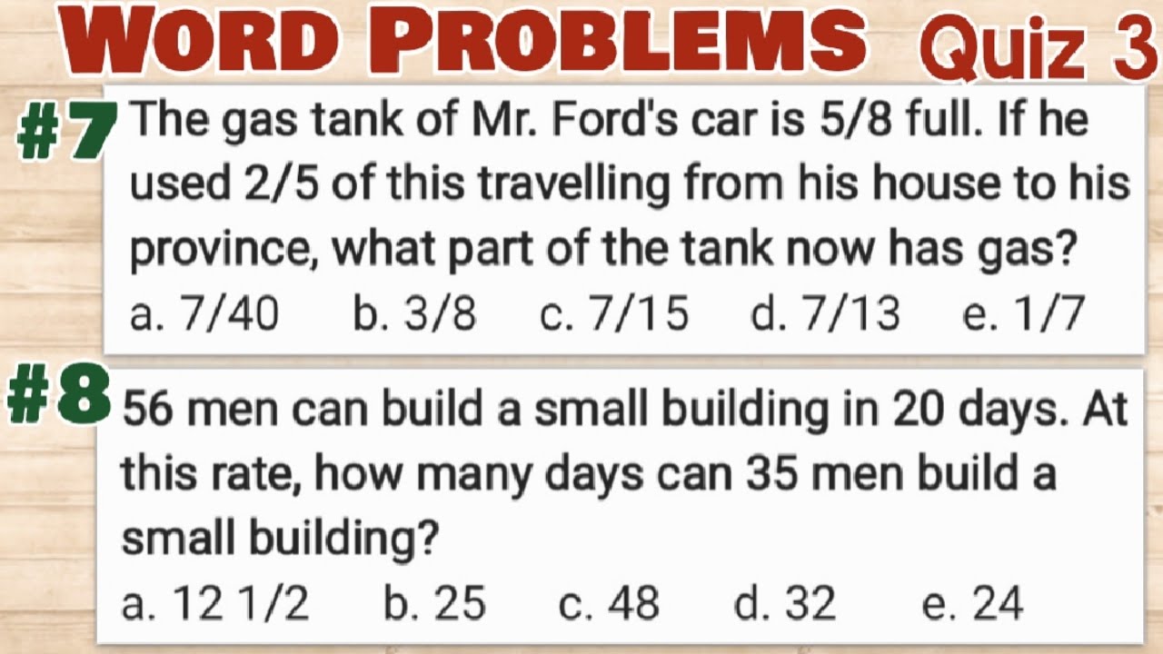 Quiz3 item7-8: What part of the tank now has gas? How many days can 35 ...
