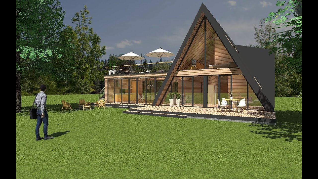 Casa tip a frame cu extensie laterala cu 5 dormitoare - AFR0049 - YouTube