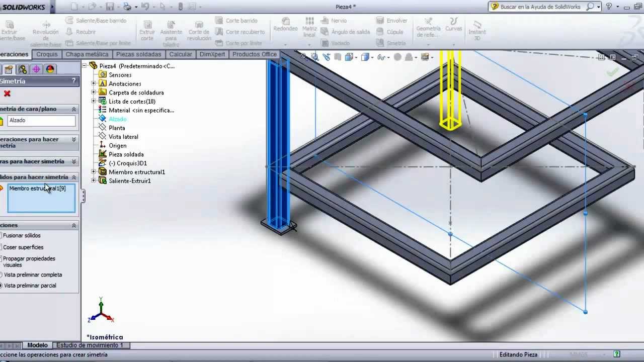 tutorial solidworks piezas soldadas - YouTube