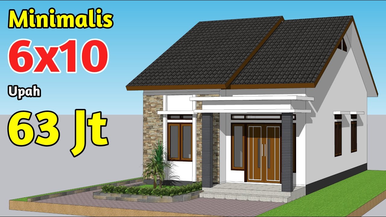DESAIN RUMAH MINIMALIS 6X10 METER - 3 KAMAR TIDUR - YouTube