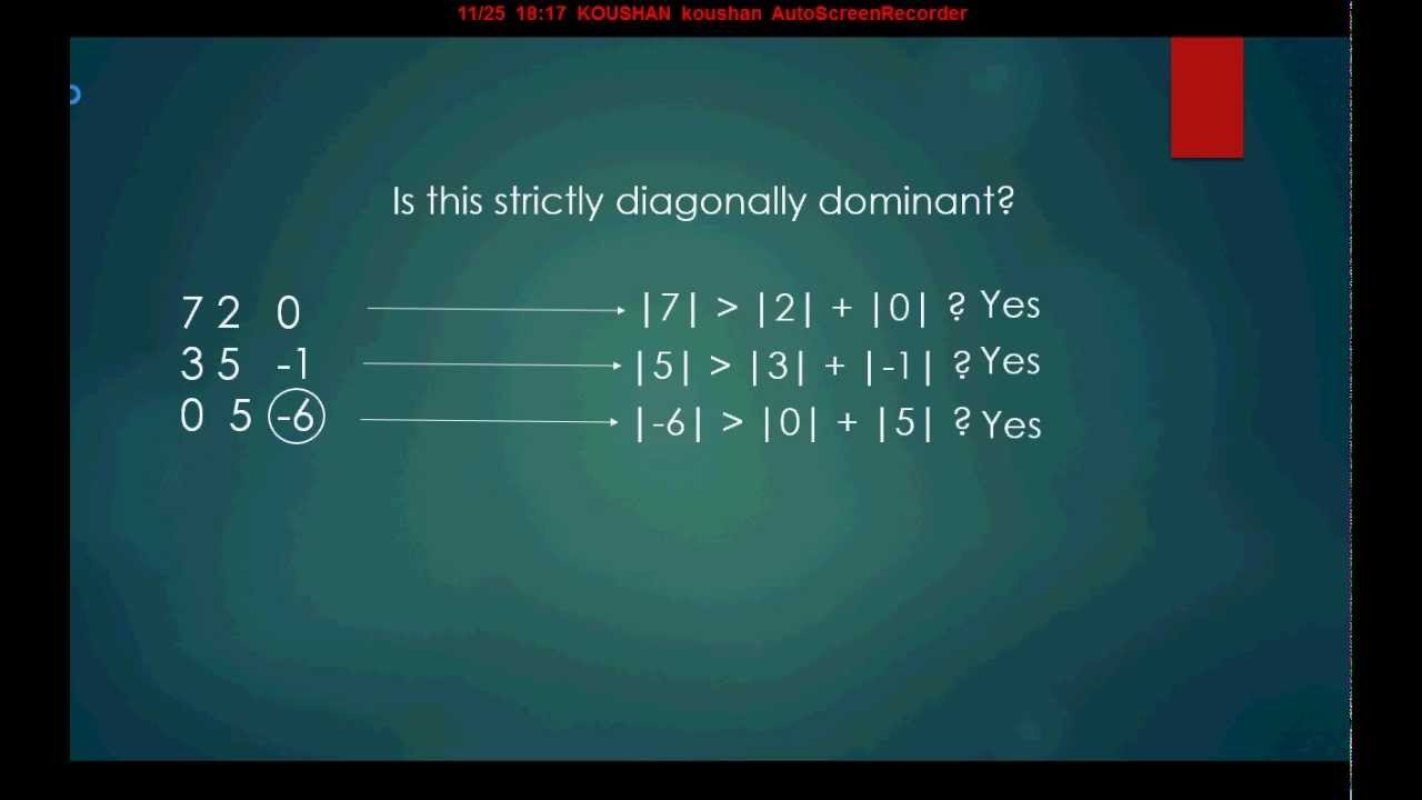strictly diagonally dominant - YouTube