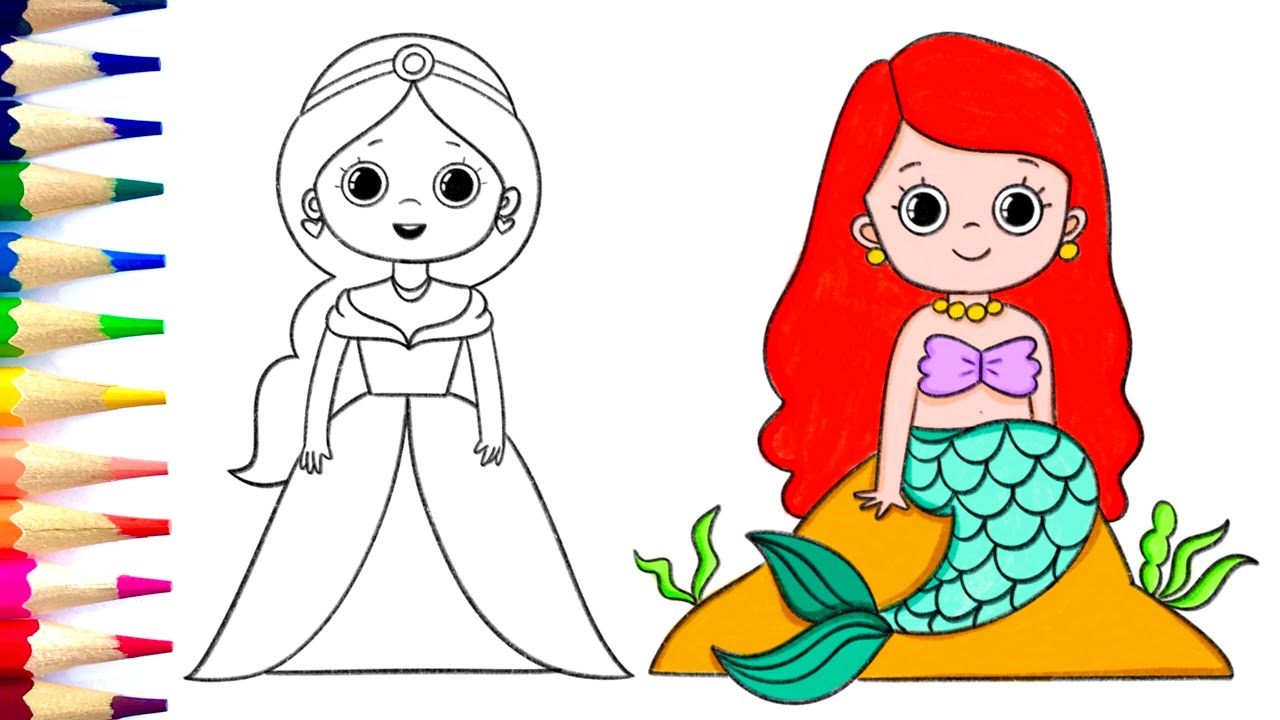 How to draw so cute princess, mermaid and unicorn? | Easy drawing ...
