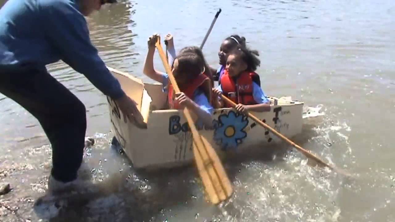 Mr. Gerhart's Eager Engineers Cardboard Boat - YouTube