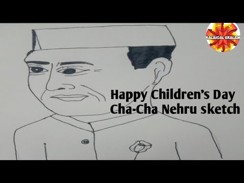 Cha-Cha Children's Day drawing how to draw sketch of jawaharlal nehru ...