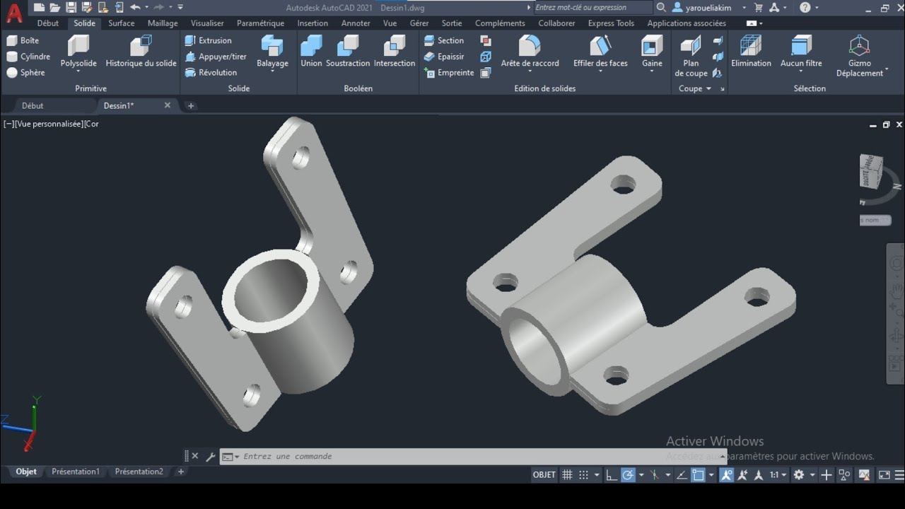 Dessiner en 3D sur AutoCAD || Tuto Autocad #1 - YouTube