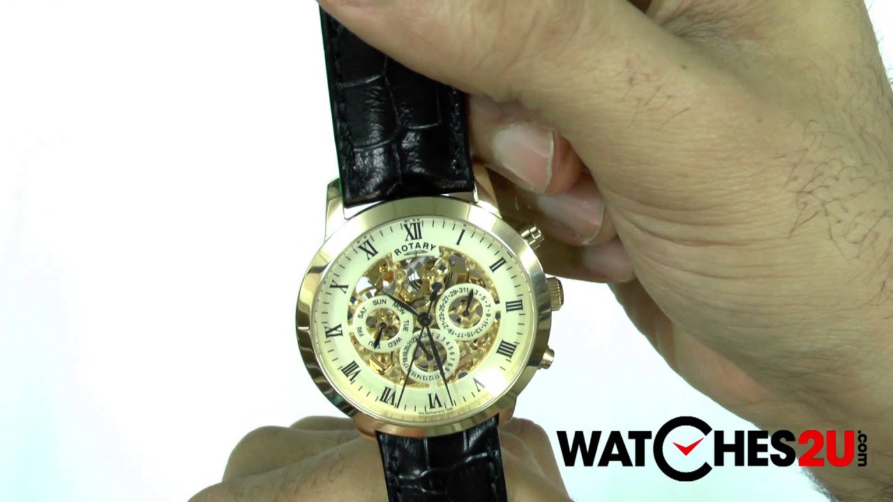 Rotary Mens Skeleton Automatic Watch GS02375 01 - YouTube
