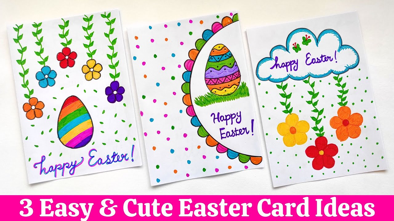 3 Easy & Beautiful Easter Greeting Cards | White Page Easter Card | Homemade Easter Card Ideas ...