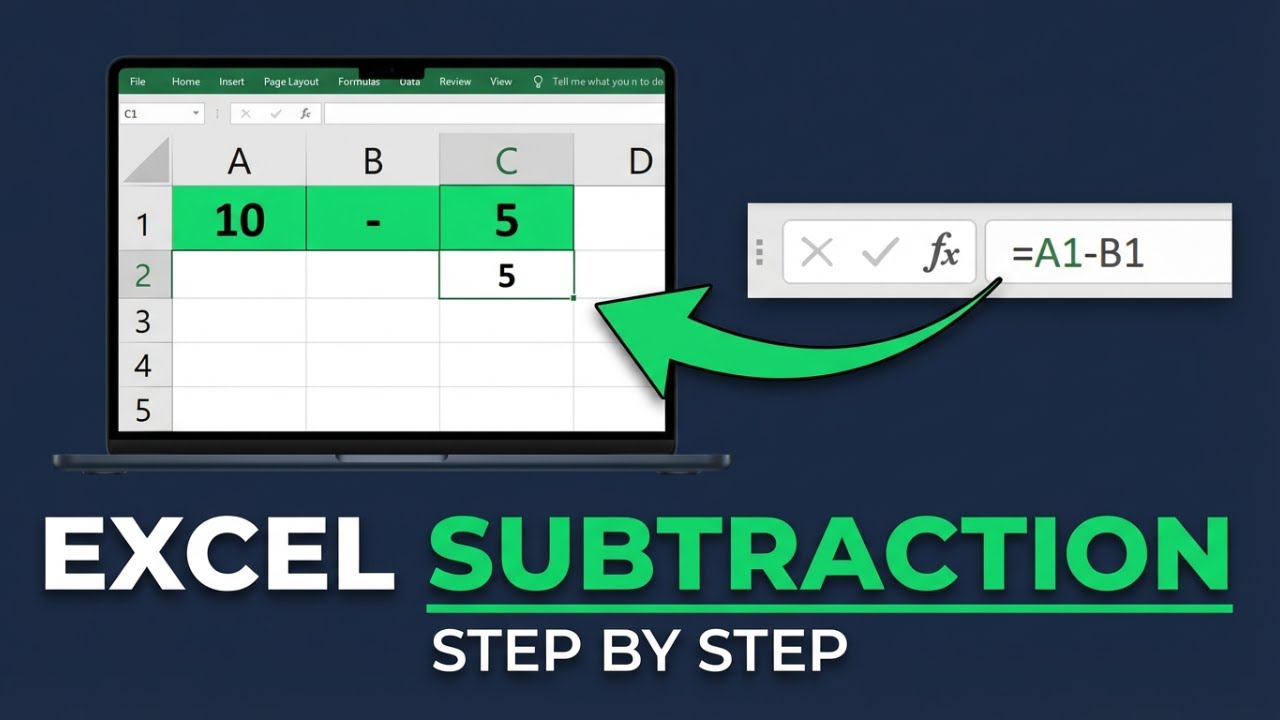 How To Subtract In Microsoft Excel - YouTube