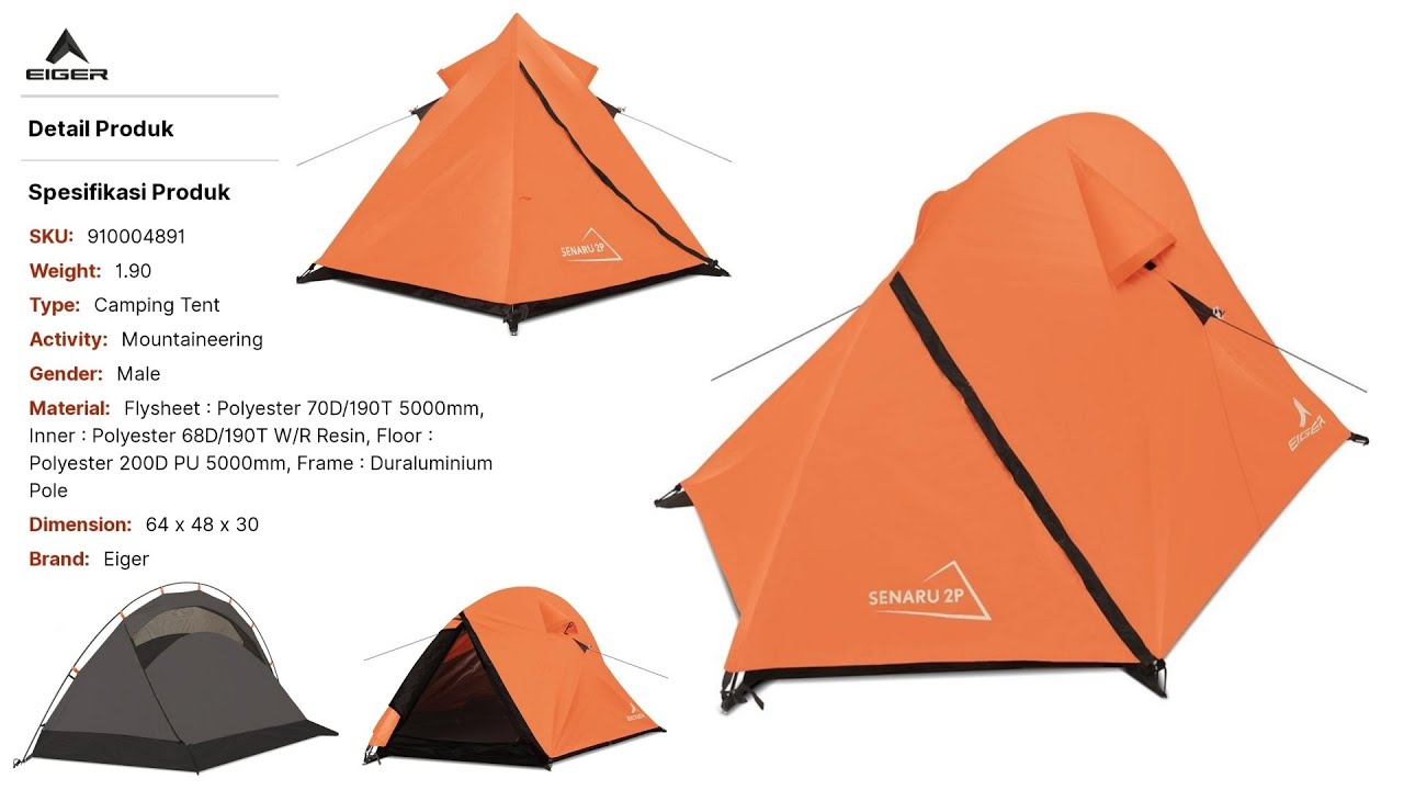 TENDA EIGER SENARU 2P || EIGER TENT SENARU KAPASITAS 2ORANG ...